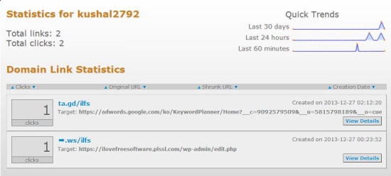 Create Custom Short URL And Track Statistics For Free Tiny Arrows