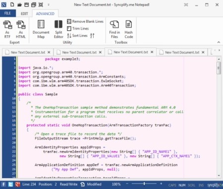 Free Text Editor With Syntax Highlight Support