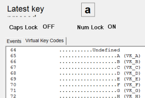 Display Virtual Key Codes and Names for Keyboard Keys