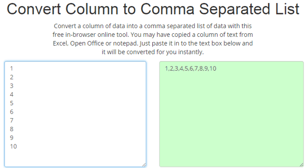 Convert Column To Comma Separated List Online