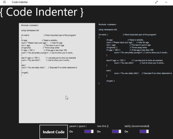 Windows 10 Code Indenter App to Format Code and Make it Readable