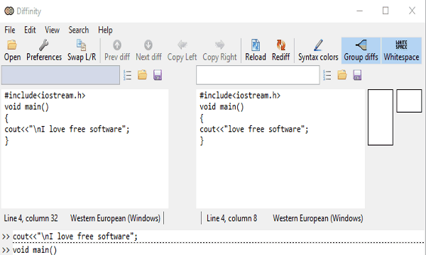 Free Software To Compare Code, See Differences Visually
