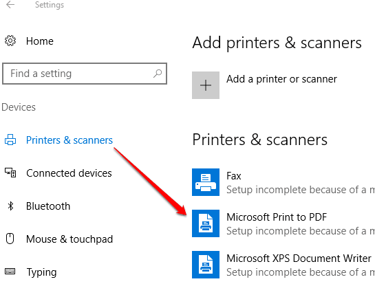How To Disable Microsoft Print To PDF Feature In Windows 10