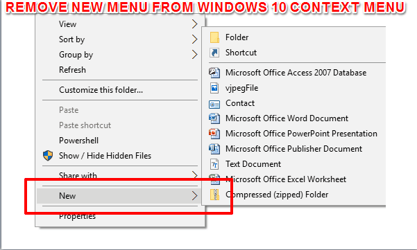 How To Remove New from Windows 10 Context Menu