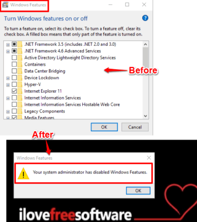 How To Disable "Windows Features" In Windows 10