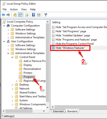 How To Disable "Windows Features" In Windows 10