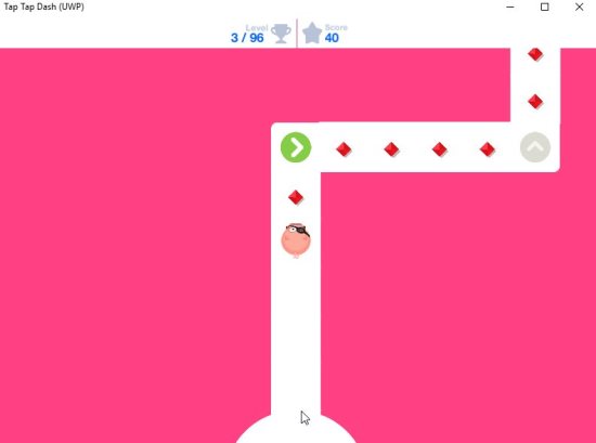 Windows 10 Tapping Game App to Tap the Bird to Jump, Change Direction