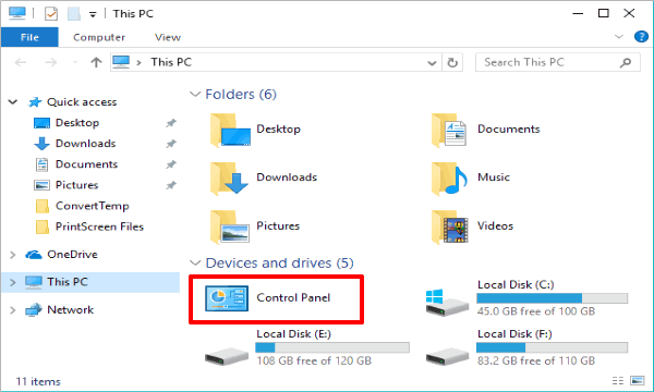 How To Add Control Panel To File Explorer In Windows 10