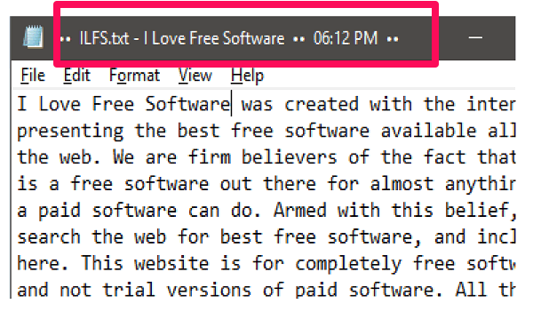 How To Display Current Time In Title Bar Of Any Application
