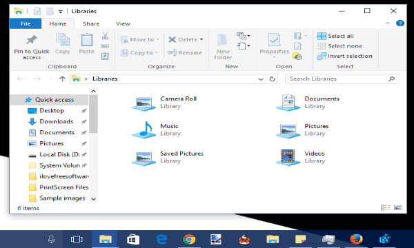 How To Pin 'Libraries' Folder To Taskbar In Windows 10