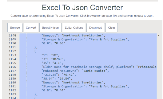 3 Free Online Excel To JSON Converter Websites