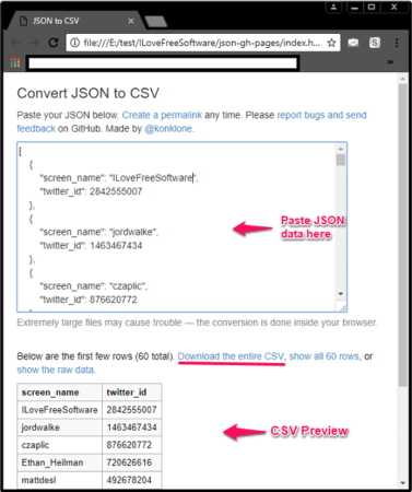 4 Free JSON to CSV Converter Software for Windows
