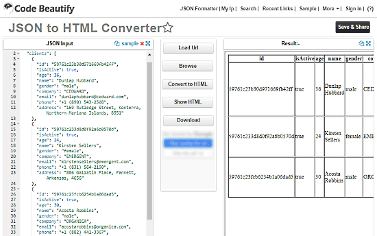 Convert JSON To HTML Table Online With These 5 Free Websites