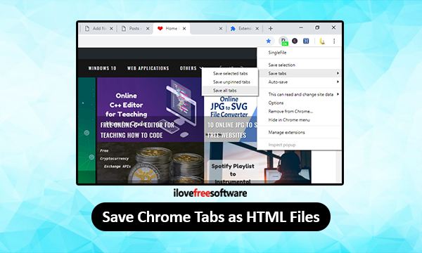 How to Save All Open Chrome Tabs as HTML Files Together?