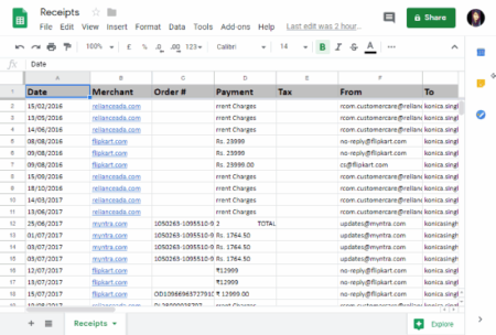 Export All Receipts From Gmail To a Spreadsheet In One Click
