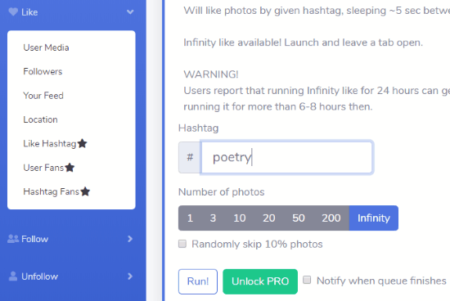 How to Automatically Like Instagram Posts Having Specified Hashtag?