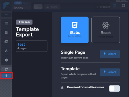 Website Frontend Builder for Developers with Static Export