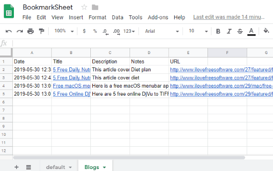 How To Save Bookmarks To Google Sheets 