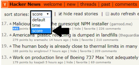 How to Sort Hacker News Stories by Score and Time