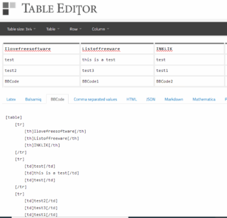 4 Online BBCode Table Generator Websites Free