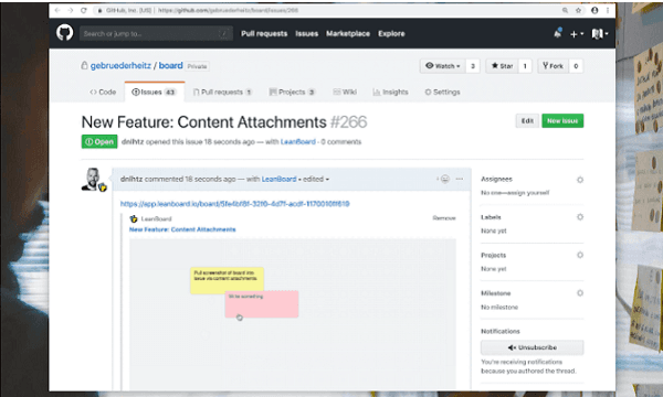 Collaborative Whiteboard with Sticky Notes for GitHub Issues: LeanBoard