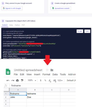 Free API to Send Data to Google Sheet without Manually Generating Token