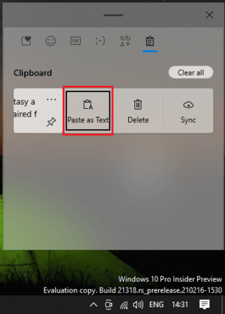 How to Paste as Plain Text using Clipboard History in Windows 10