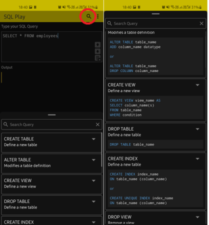 Free SQL App for Android to Practice SQL Commands on Phone
