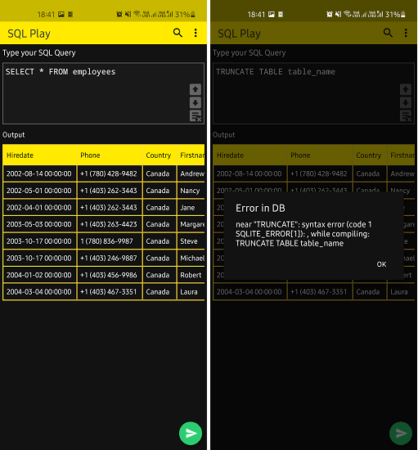 Free SQL App for Android to Practice SQL Commands on Phone