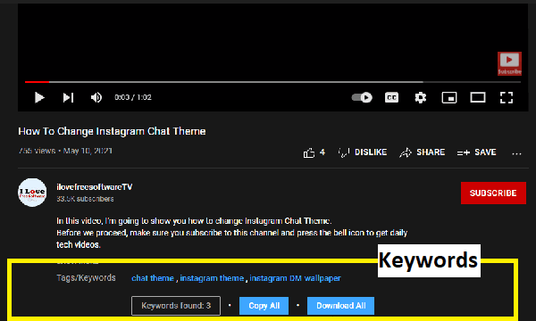 How to download, extract YouTube tags from any video