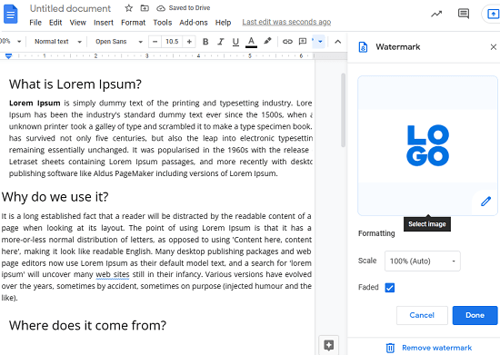 How To Quickly Add Watermark To All Pages In Google Docs