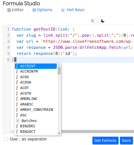Free Code Editor For Google Sheets To Build Complex Formulas