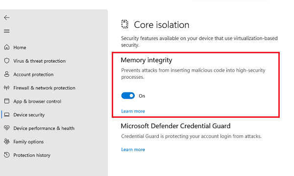 Enable Memory Integrity in Windows 11 to Prevent Malicious Code Injection