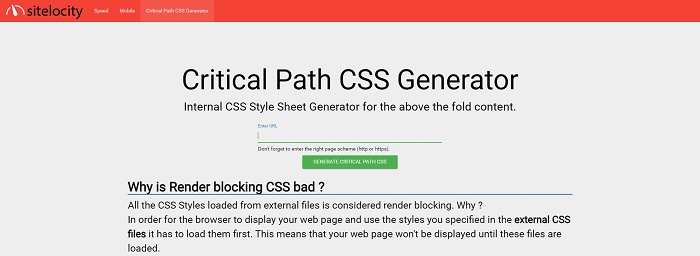 Free Critical Path CSS Generator by Sitelocity for Frontend Developers