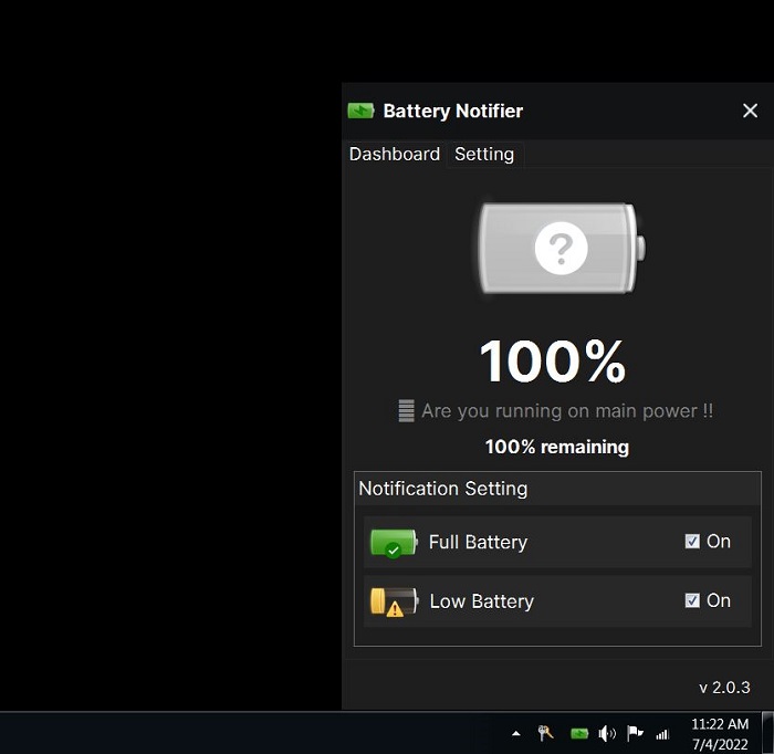Free Battery Indicator Software For Windows 10 11 With Custom Notification Sounds