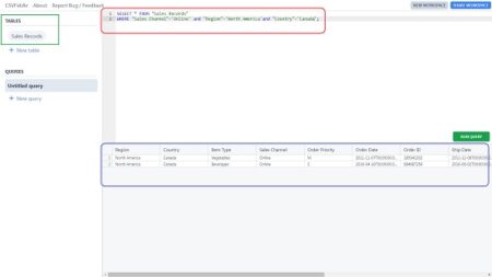 Free Website to run SQL Commands on CSV Files to Query Data