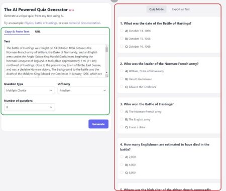 Free AI Powered Quiz Generator from Long Text for Students