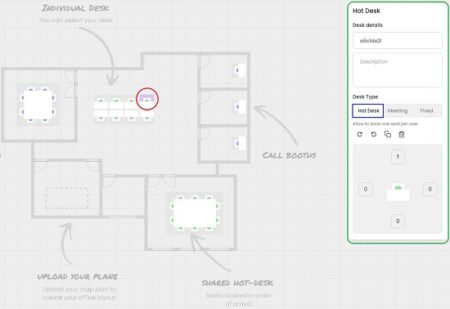Design Office Workspace, Desks, Meeting Rooms with this Free Tool: Desky