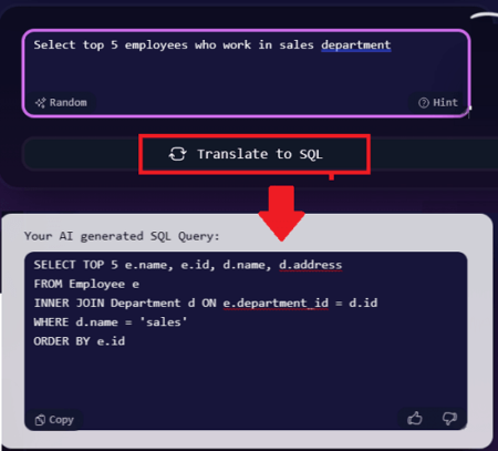 Generate SQL from Text Description for any Database for Free
