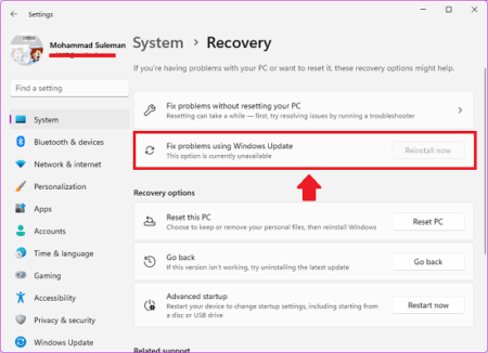 How to Reinstall Installed Windows 11 Version using Windows Update