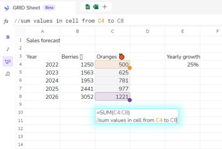 Free Online Spreadsheet with AI Assistant, AI Formulas