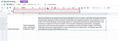 How to use OpenAI GPT-3 on Spreadsheet.com to Create Formulas using AI