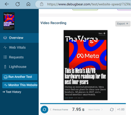 Free Page Load Speed Checker with Video Recording: DebugBear