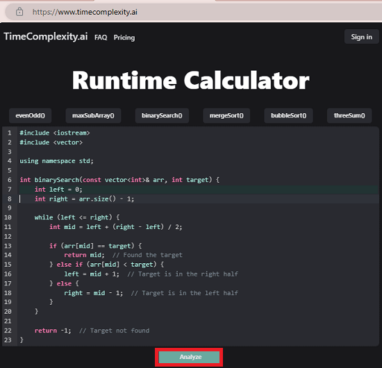 Free Tool To Calculate Time Complexity Of Any Piece Of Code Using AI