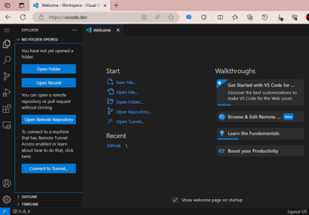 Run VS Code in Browser on Vscode.dev Website for Free