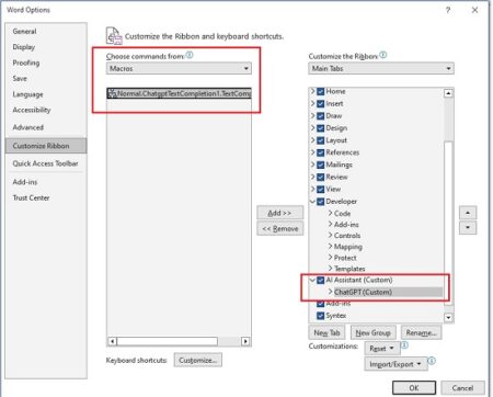 How to add AI Based Text Completion in MS Word using ChatGPT